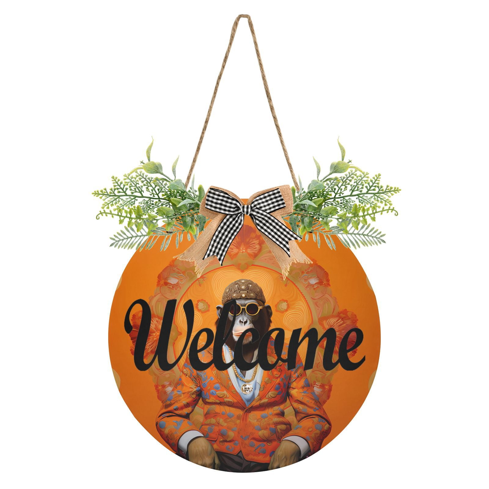 Monkey Spots Suit Welcome Sign for Front Door Wreath Door Sign for ...