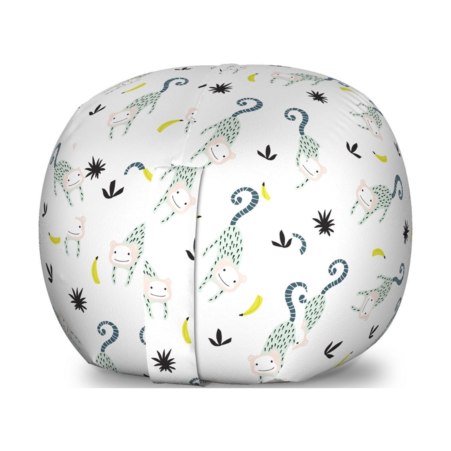 Monkey Storage Toy Bag Chair, Pattern with Illustrated Jungle Animal ...
