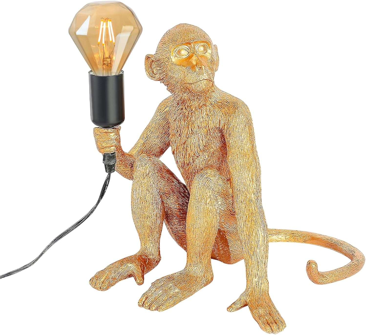 Monkey Table Light, Vintage Creative Animal Statue Desk Lamp for Home ...