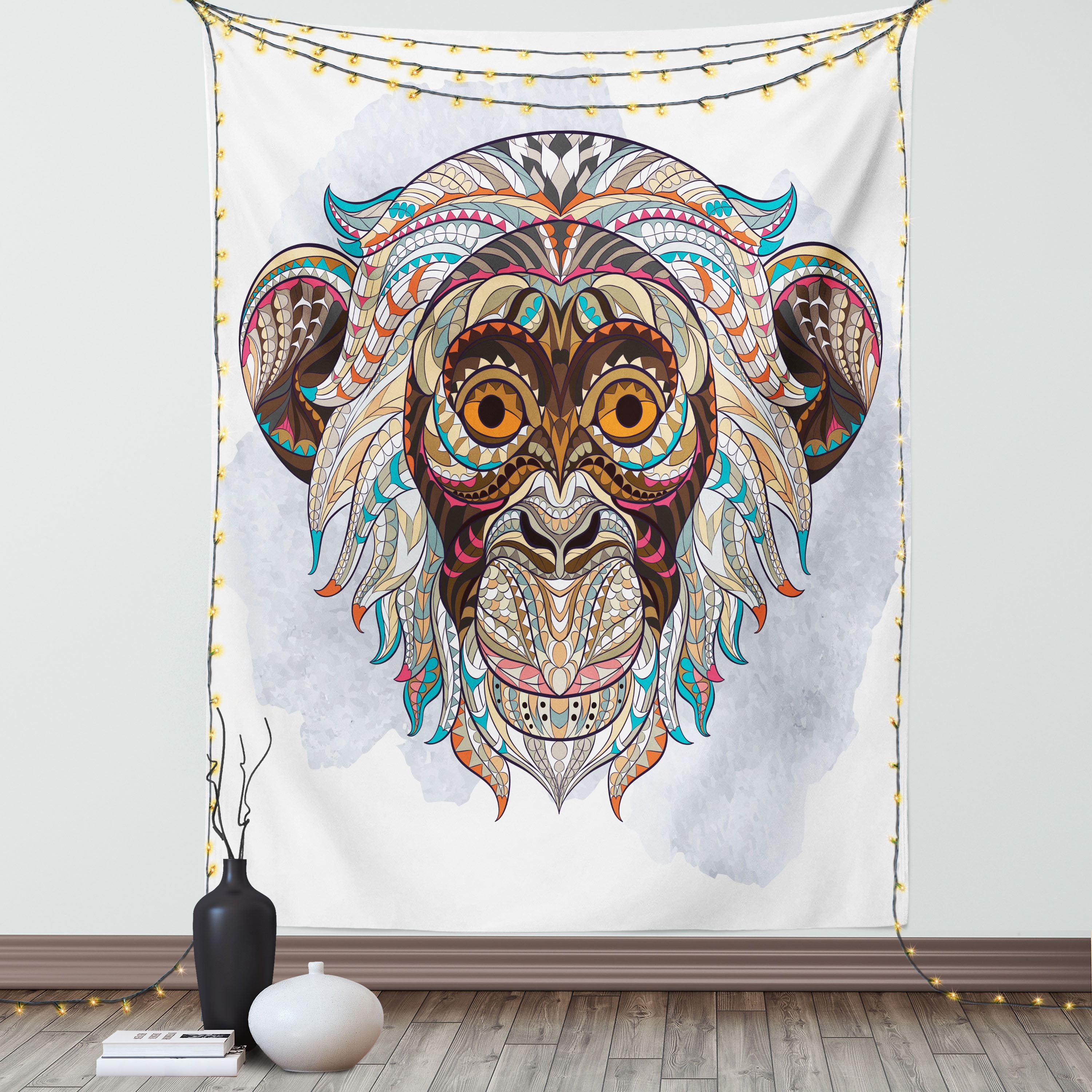 Monkey Tapestry Wall Hanging Patterned Head of a Monkey on the Grunge ...