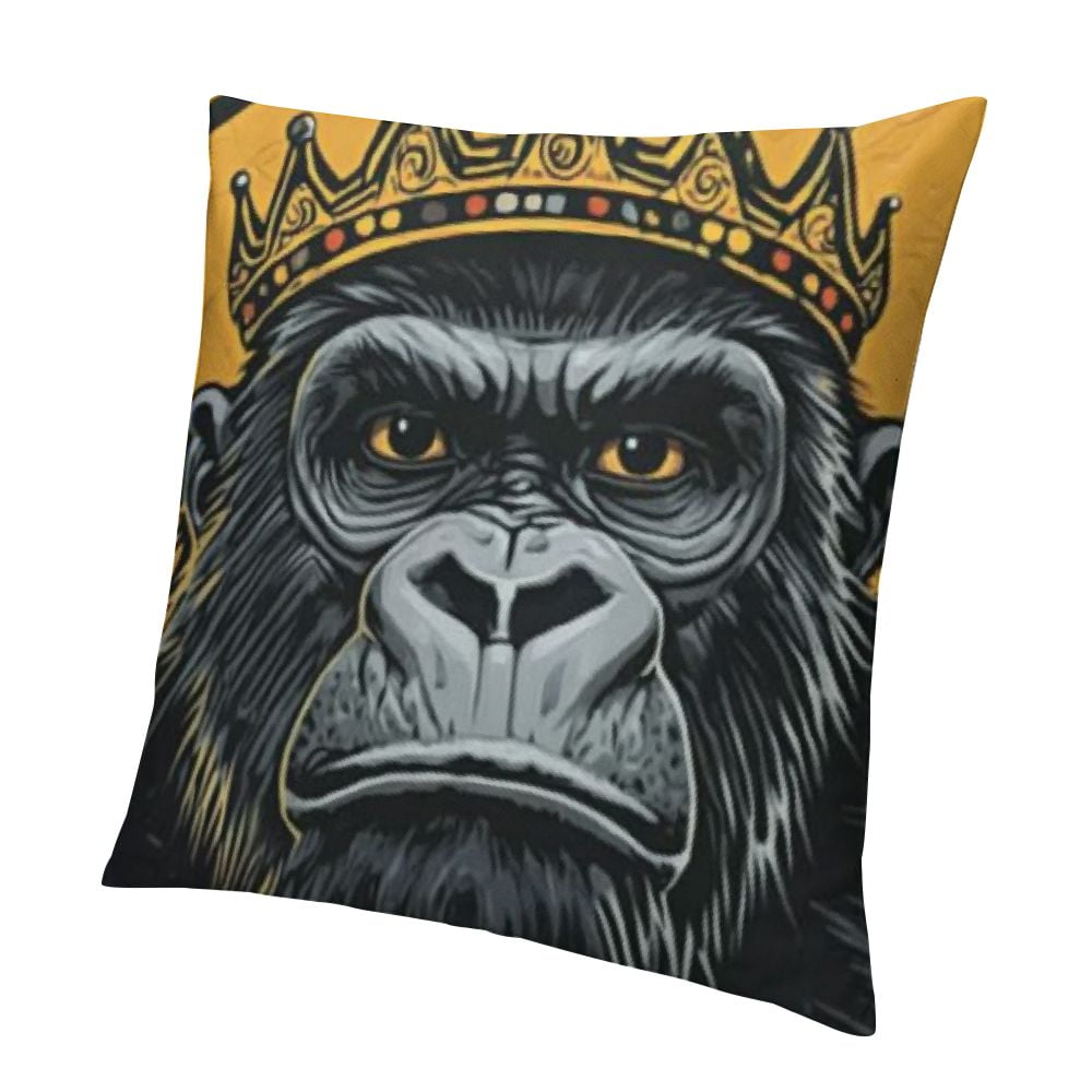 Monkey Throw Pillow Covers Wild Animal Monkey Head Gorilla Head Crown ...