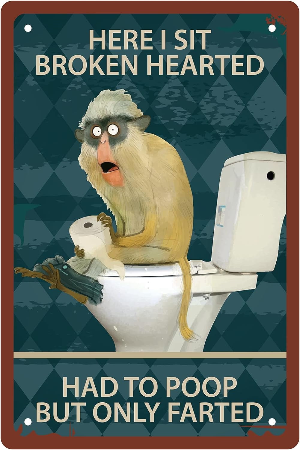 Monkey Tin Sign Bathroom Metal Vintage Retro Art Mural Hanging Iron ...