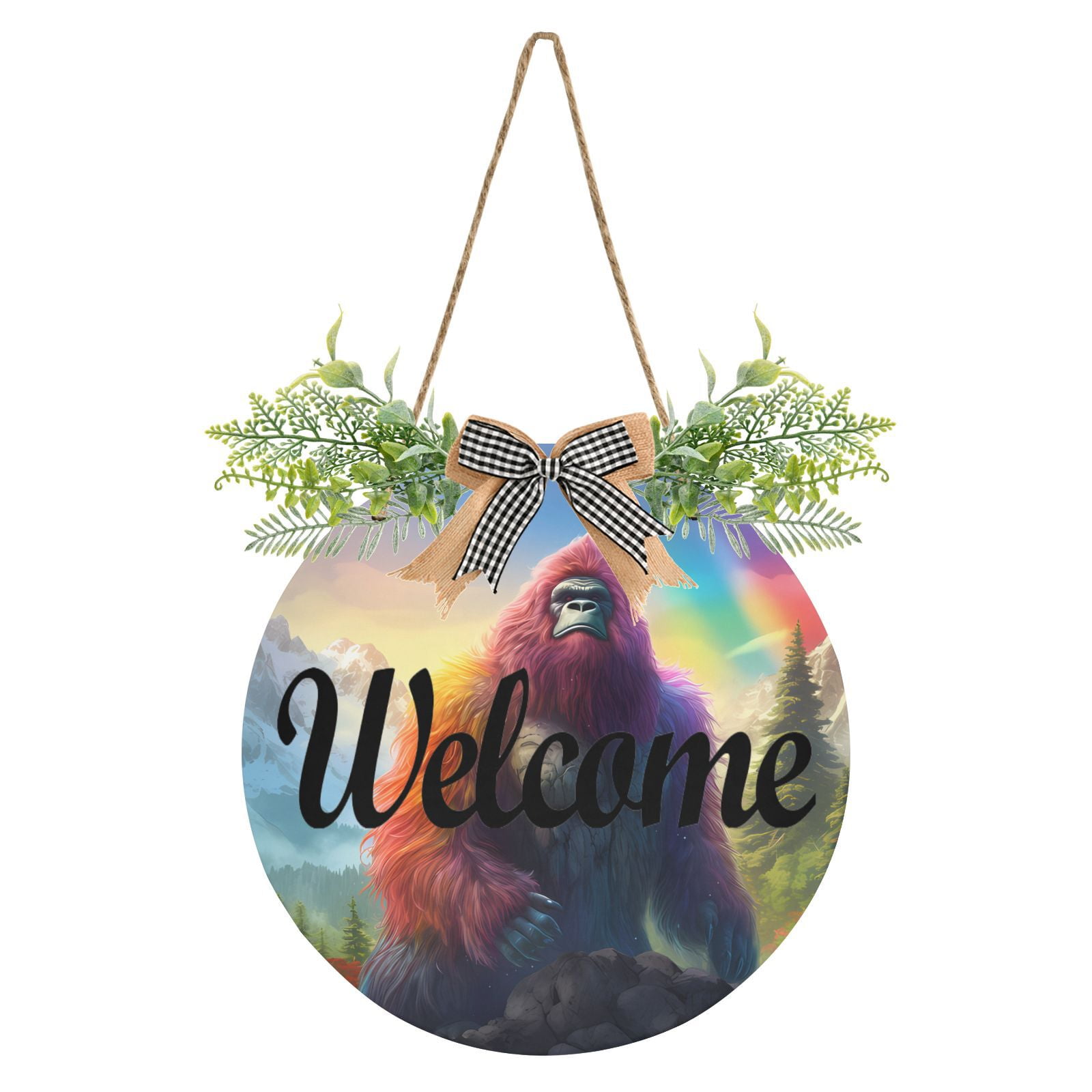 Monkey Trees and Rainbow Mountain Welcome Sign for Front Door Wreath ...
