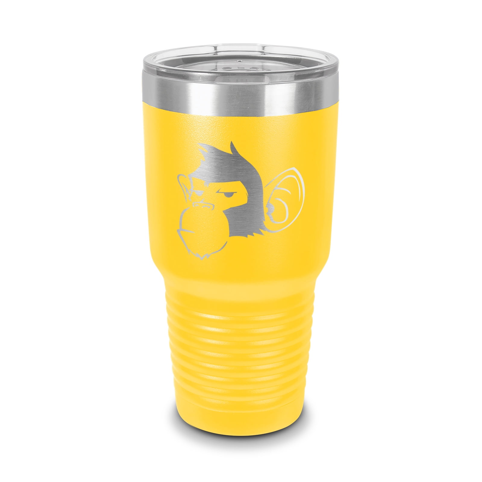 Monkey Tumbler 30 oz - Laser Engraved w/ Clear Lid - Stainless Steel ...