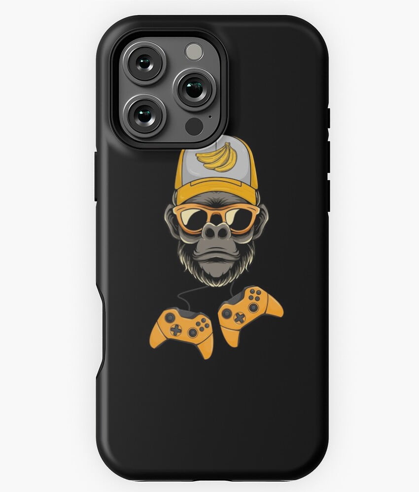Monkey Video Game Player Gamer Gear Phone Case for iPhone 16 15 14 13 ...
