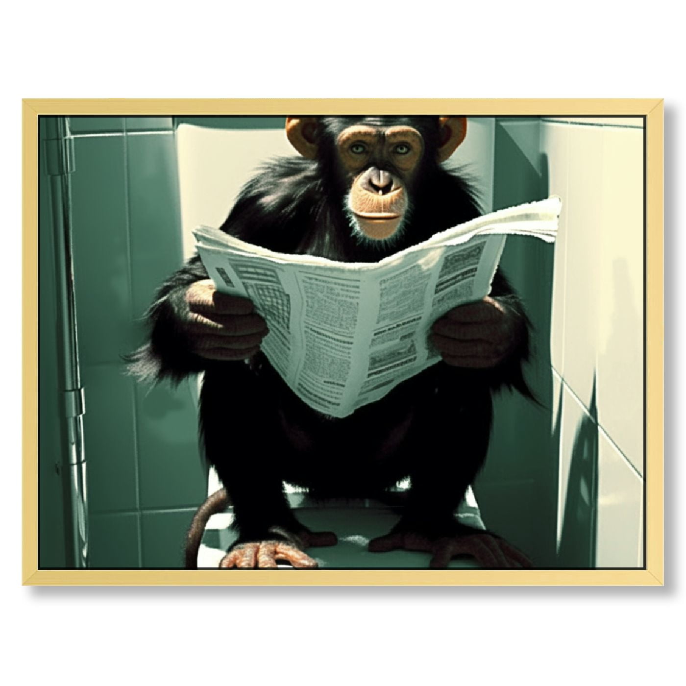 Monkey Wall Art - Sitting on Toilet Poster - Funny Bathroom Deco ...