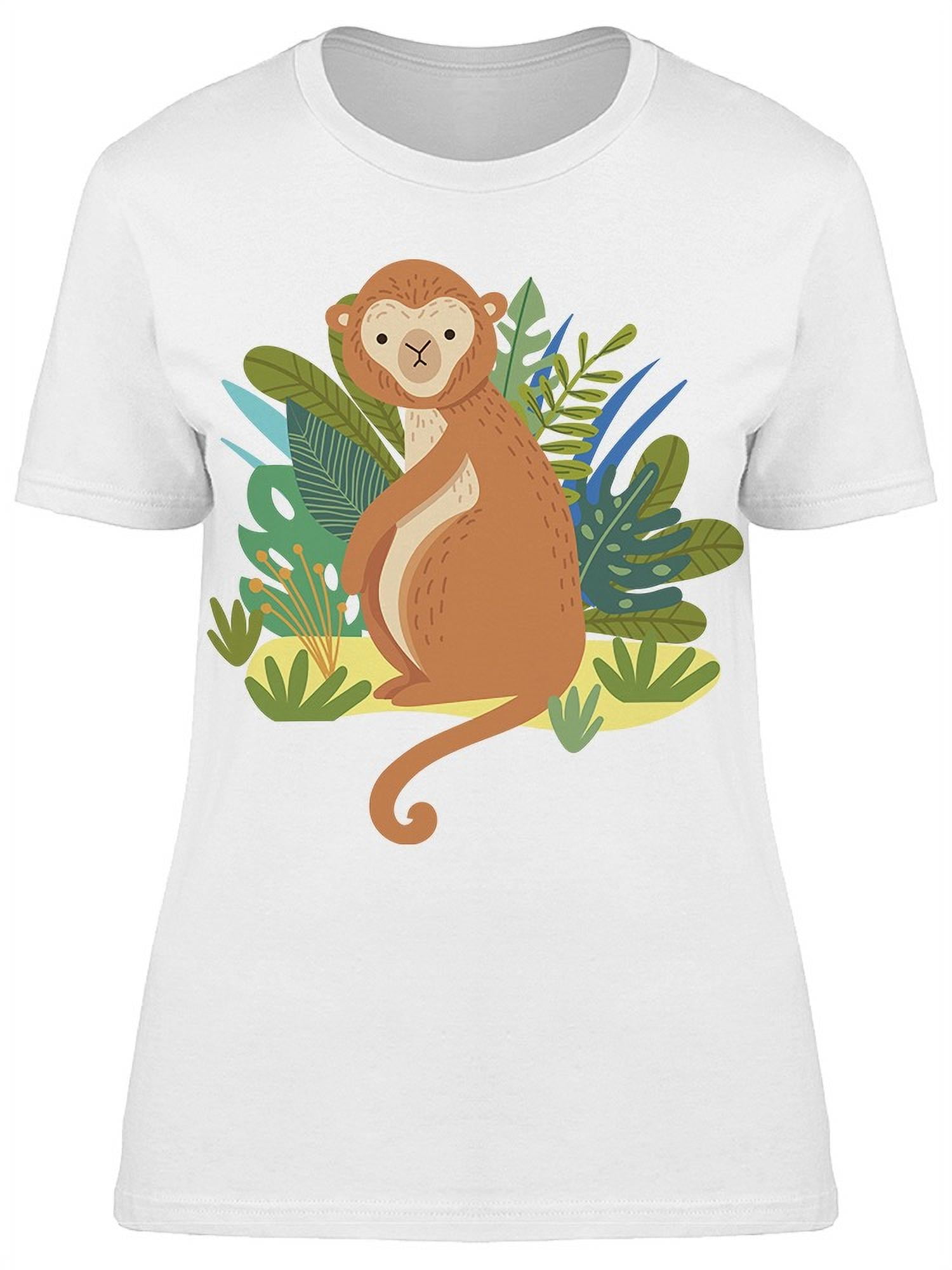 Monkey With Tropical Leaves T-Shirt Women -Image by Shutterstock ...