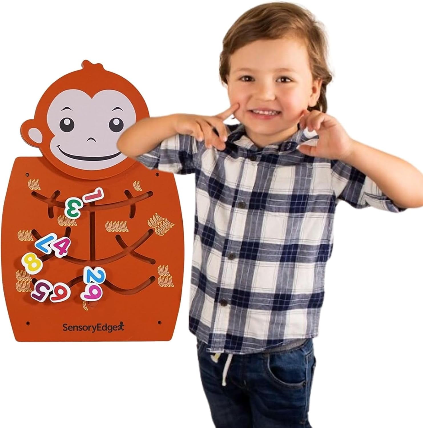 Monkey Wooden Pathfinder Wall Toy - Sensory Busy Board for Fine Motor ...