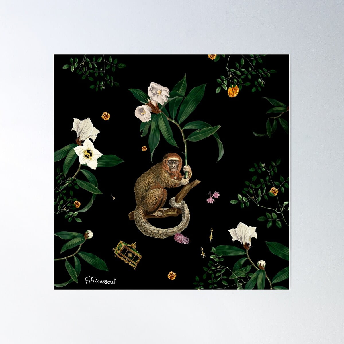 Monkey World: Amber-Ella Poster Wall Art, Modern Wall Decor For Living Room Bedroom, 24x24 ...
