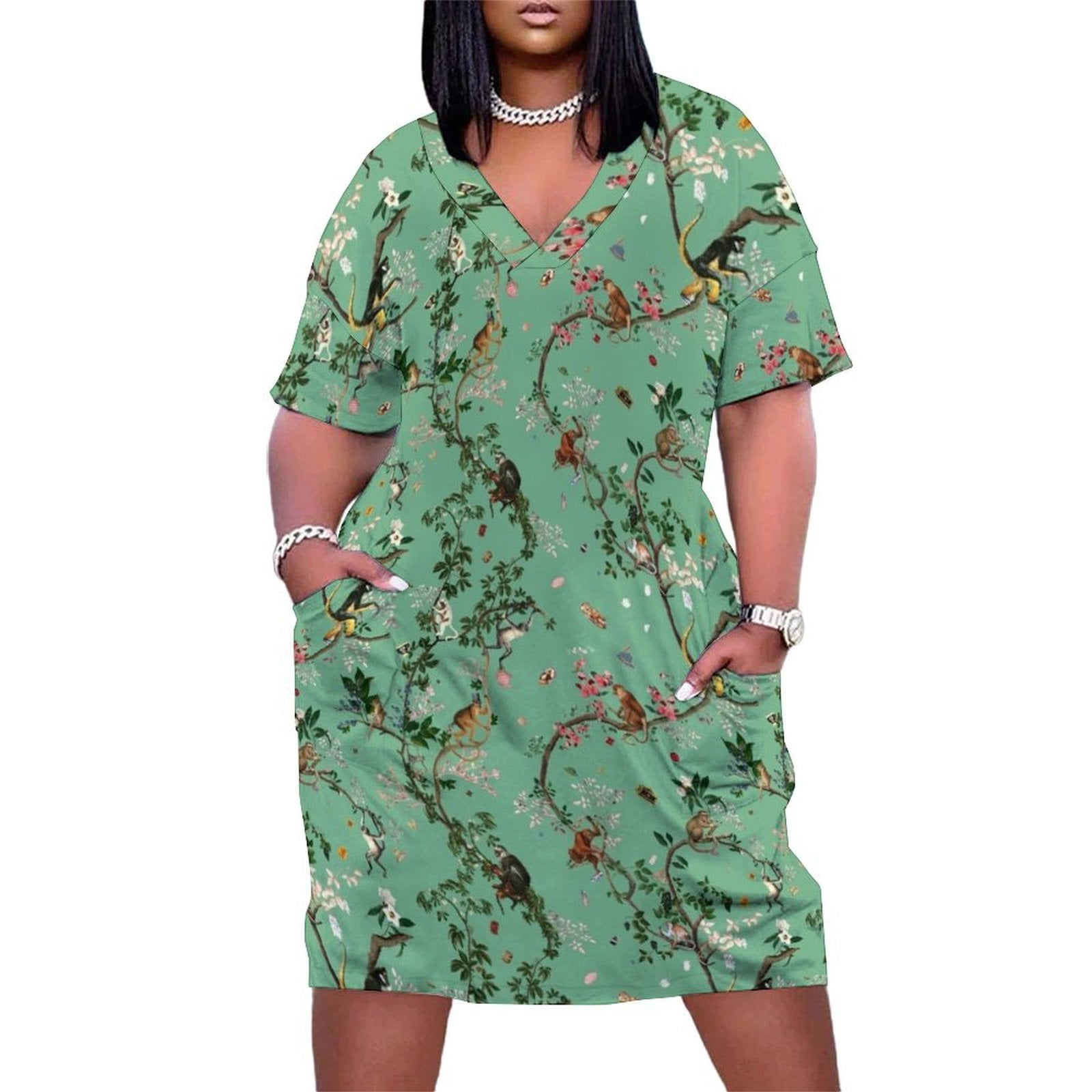 Monkey World-vestido holgado con bolsillos para mujer vestido elegante ...