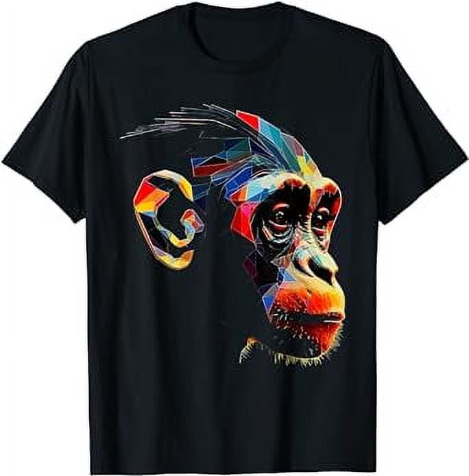 Monkey Zoo Colourful Monkey Face Polygon Animal Motif Monkey T-Shirt ...