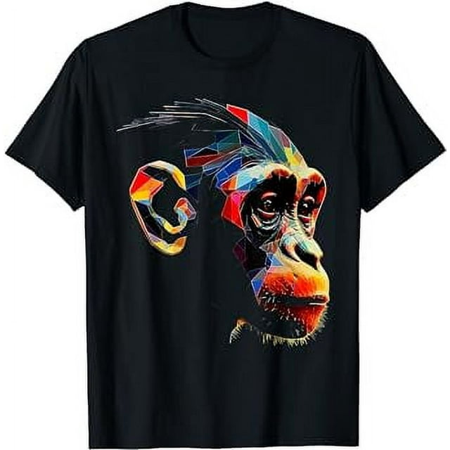 Monkey Zoo Colourful Monkey Face Polygon Animal Motif Monkey T-Shirt - Walmart.com