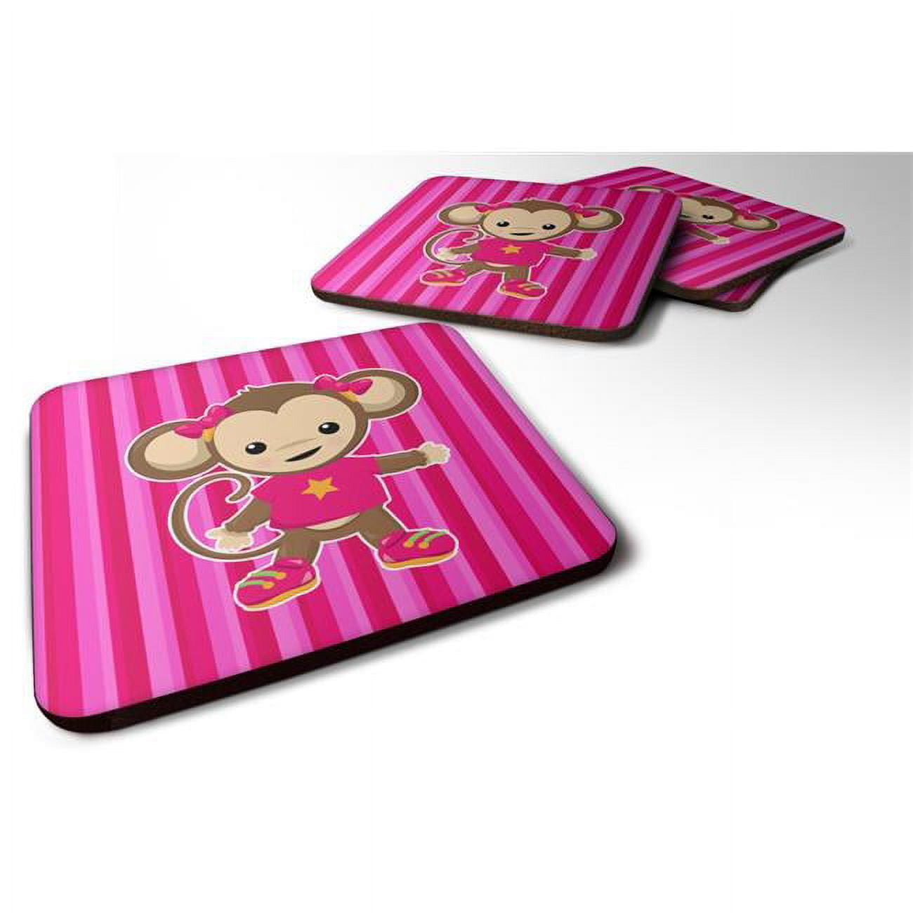 Monkey on Pink Stripes Foam Coasters - Set of 4 - Walmart.com
