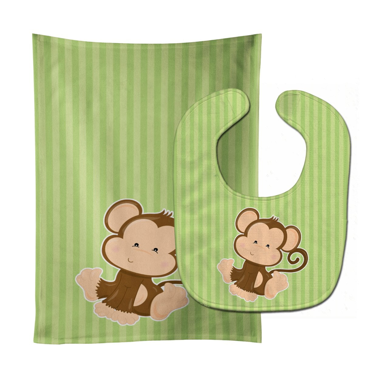 Monkey on Stripes Baby Bib and Burp Cloth - Walmart.com