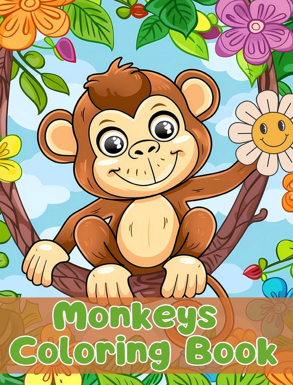Monkeys Coloring Book: Simple Monkeys Coloring Pages For Kids Ages 1-3, (Hardcover) - Walmart.com