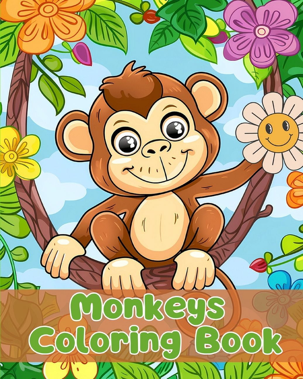 Monkeys Coloring Book: Simple Monkeys Coloring Pages For Kids Ages 1-3 ...