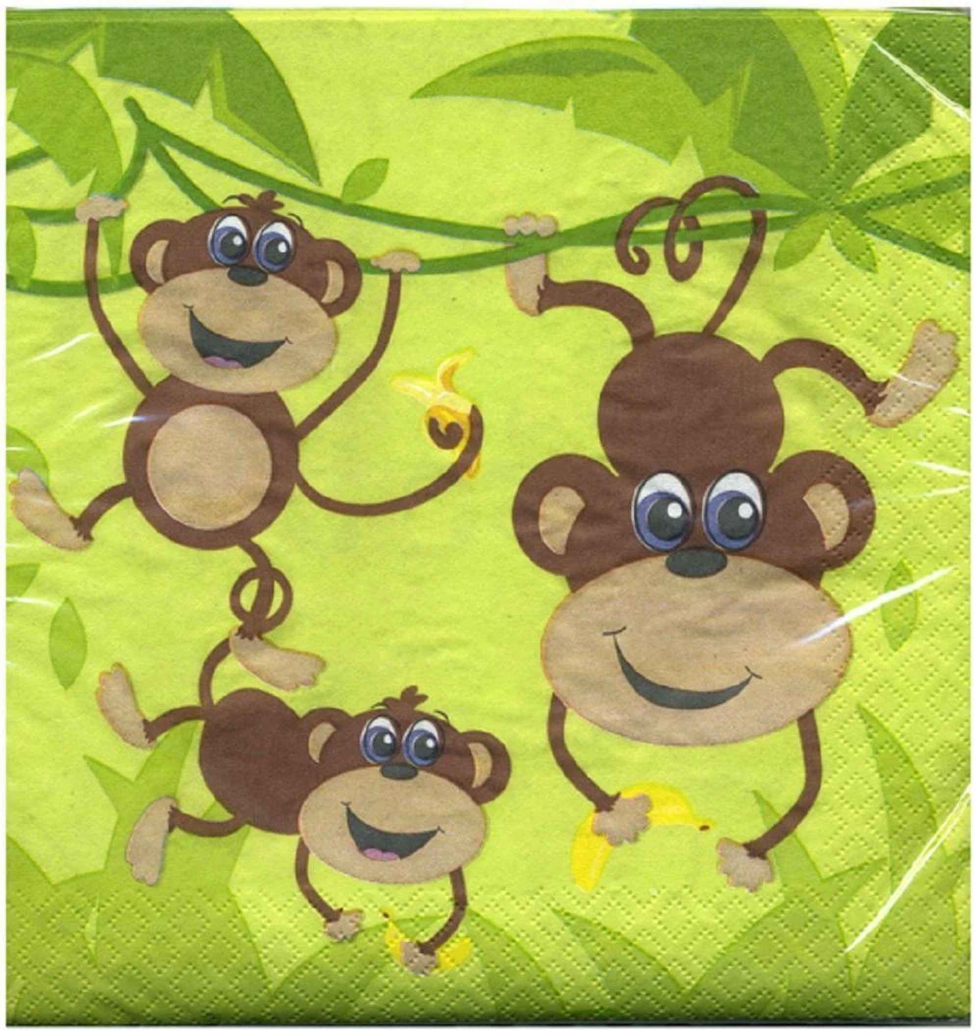 Monkeys Jungle Safari Animal Monkey Kids Birthday Party Paper Luncheon ...
