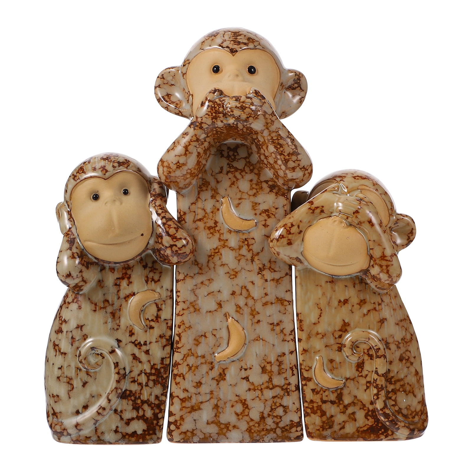 Monkeys Three Statue Wise Figure Figurines Home Decoration Ceramic ...