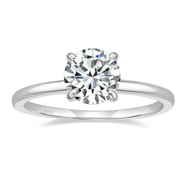3CT 925 Sterling Silver Engagement Rings Radiant Cut Solitaire Cubic Zirconia CZ Wedding Promise ...
