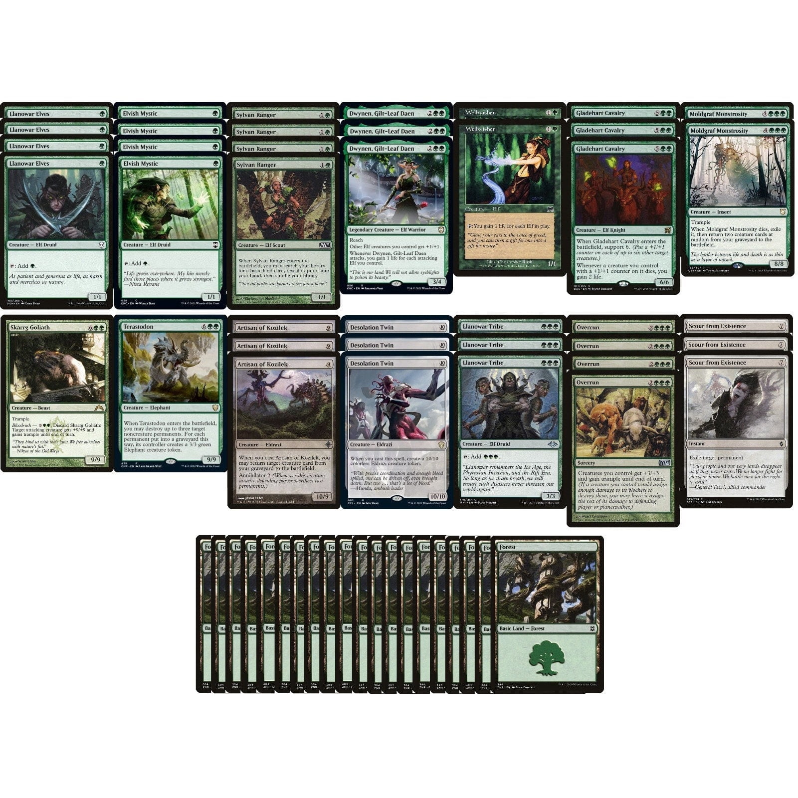 Mono Green Elf Ramp Deck - Huge Creatures - Very Powerful - 60 Card MTG ...