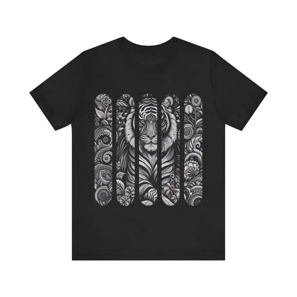 Monochromatic Tiger amidst Intricate Foliage - Jersey Short Sleeve Tee ...