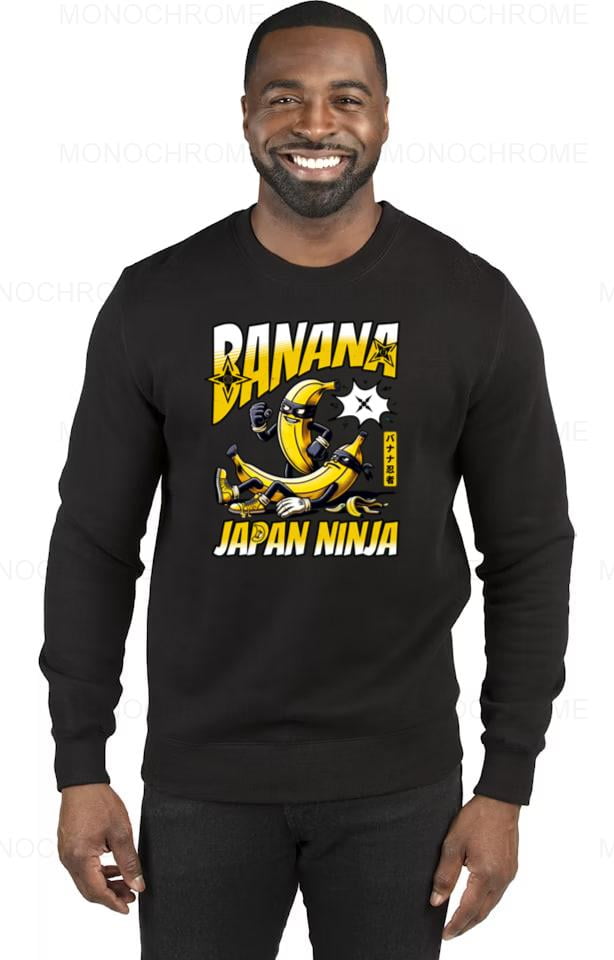 Monochrome Banana Ninja Fruit Shinobi Japan Yellow Samurai T-shirt ...