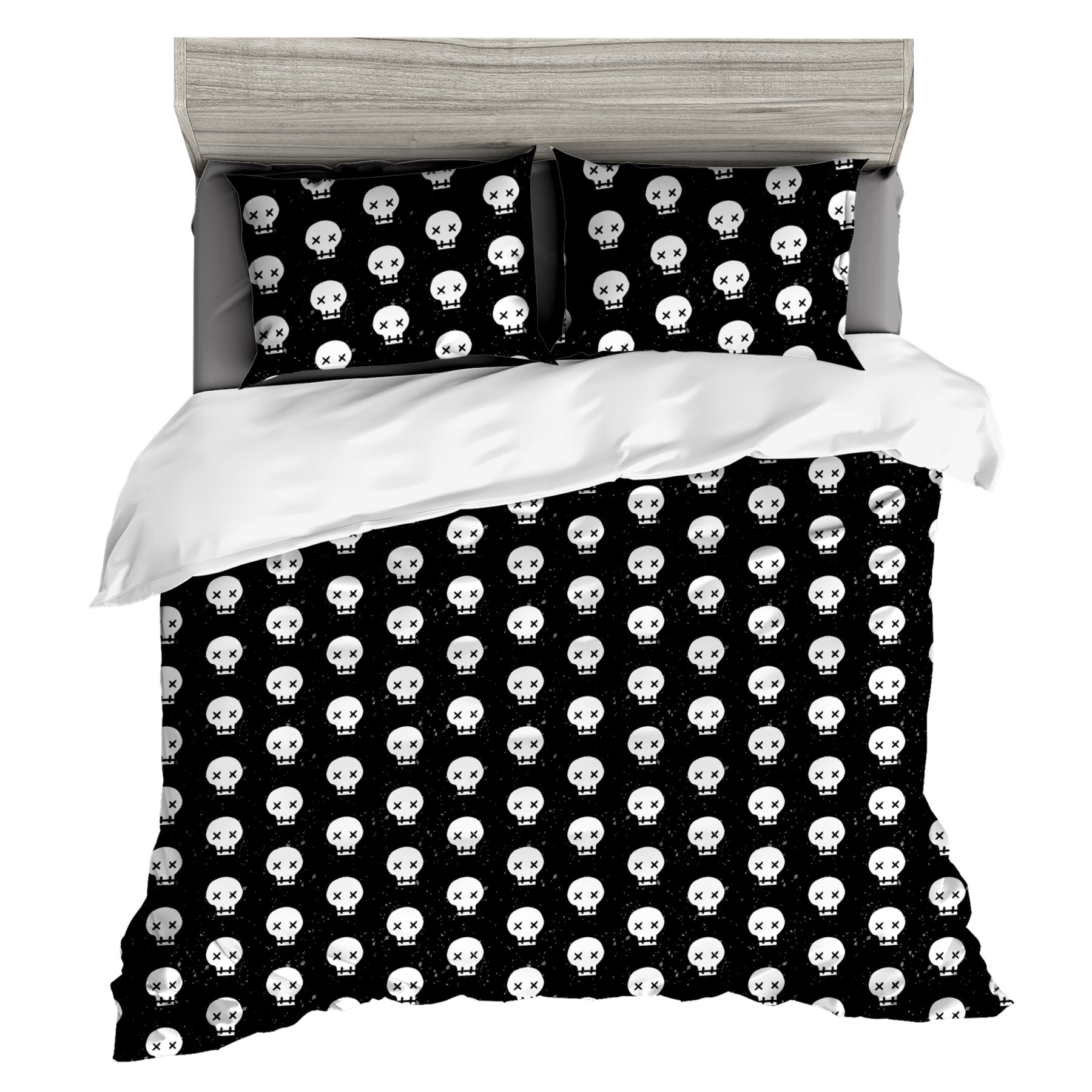 Monochrome Bedding Set Edgy Black & White Design with Vintage Texture ...