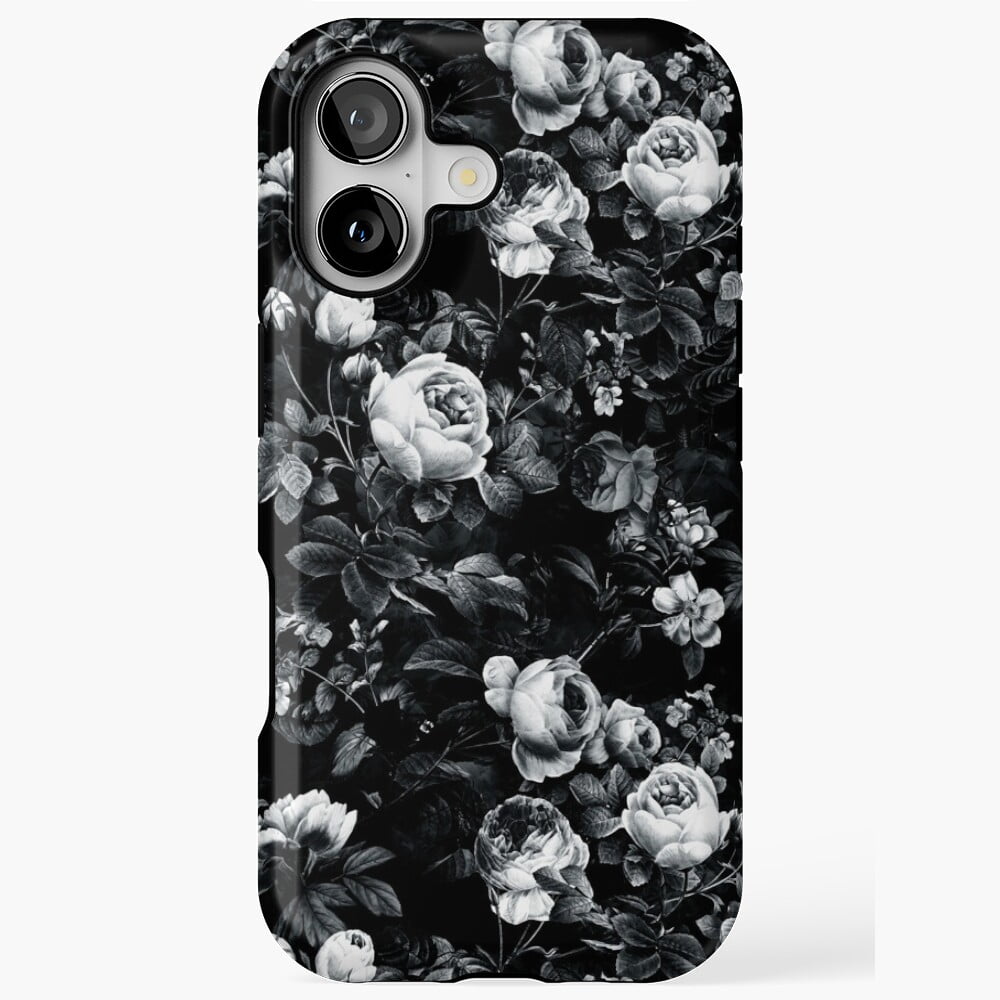Monochrome Black White Roses Compatible Phone Case for iPhone 11-17 Pro ...