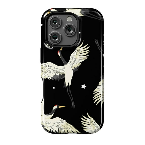 Monochrome Black and White Birds on a Wire Phone Case 17 16 15 14 13 12 ...