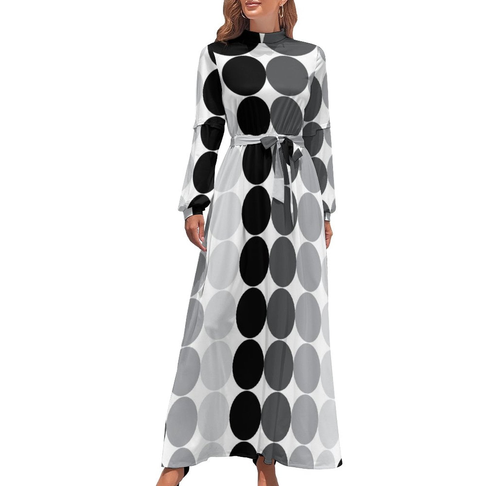Monochrome Circles Black and white modern Long Dress Women's skirt ...