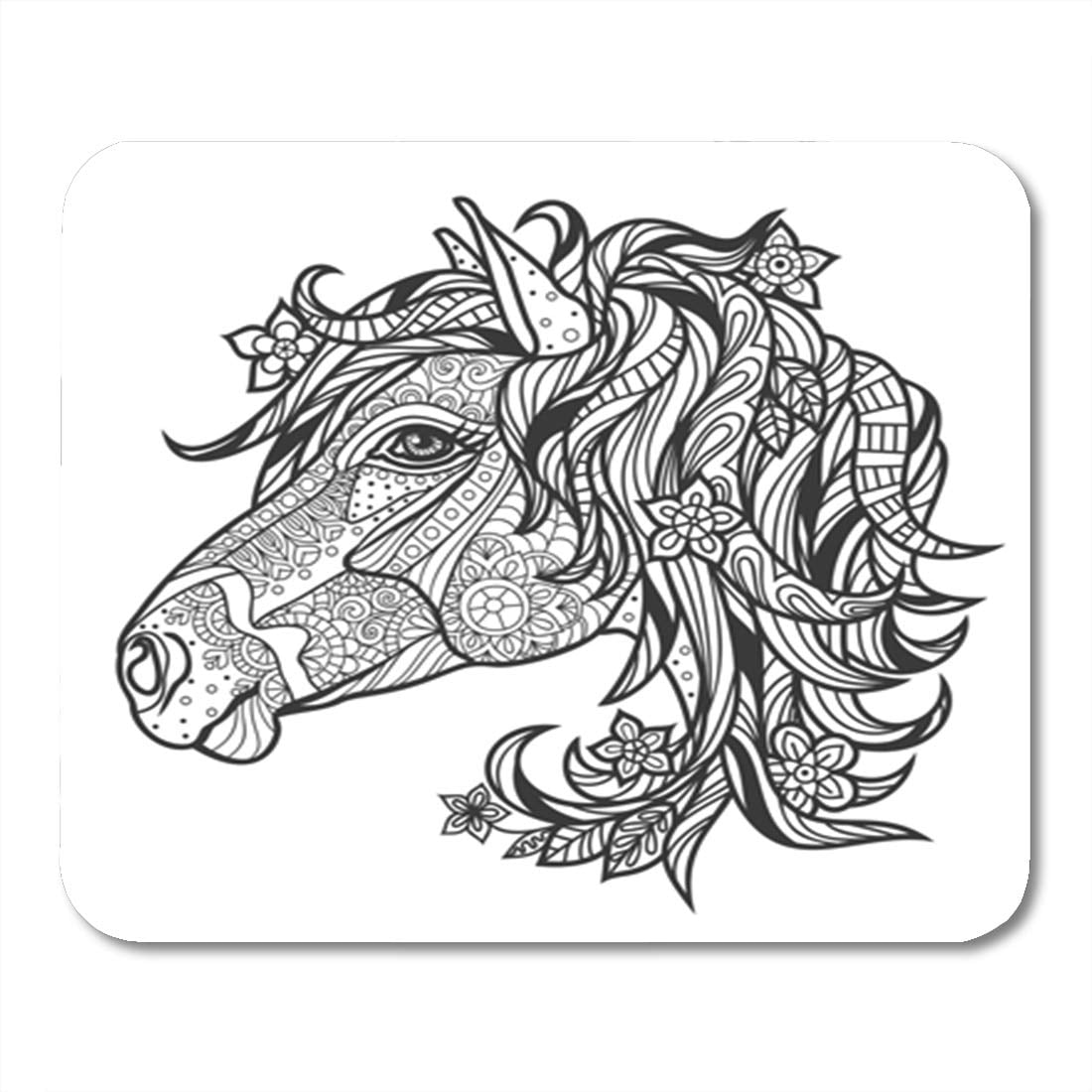 Monochrome Coloring Page Book for Adults and Older Children Horse ...