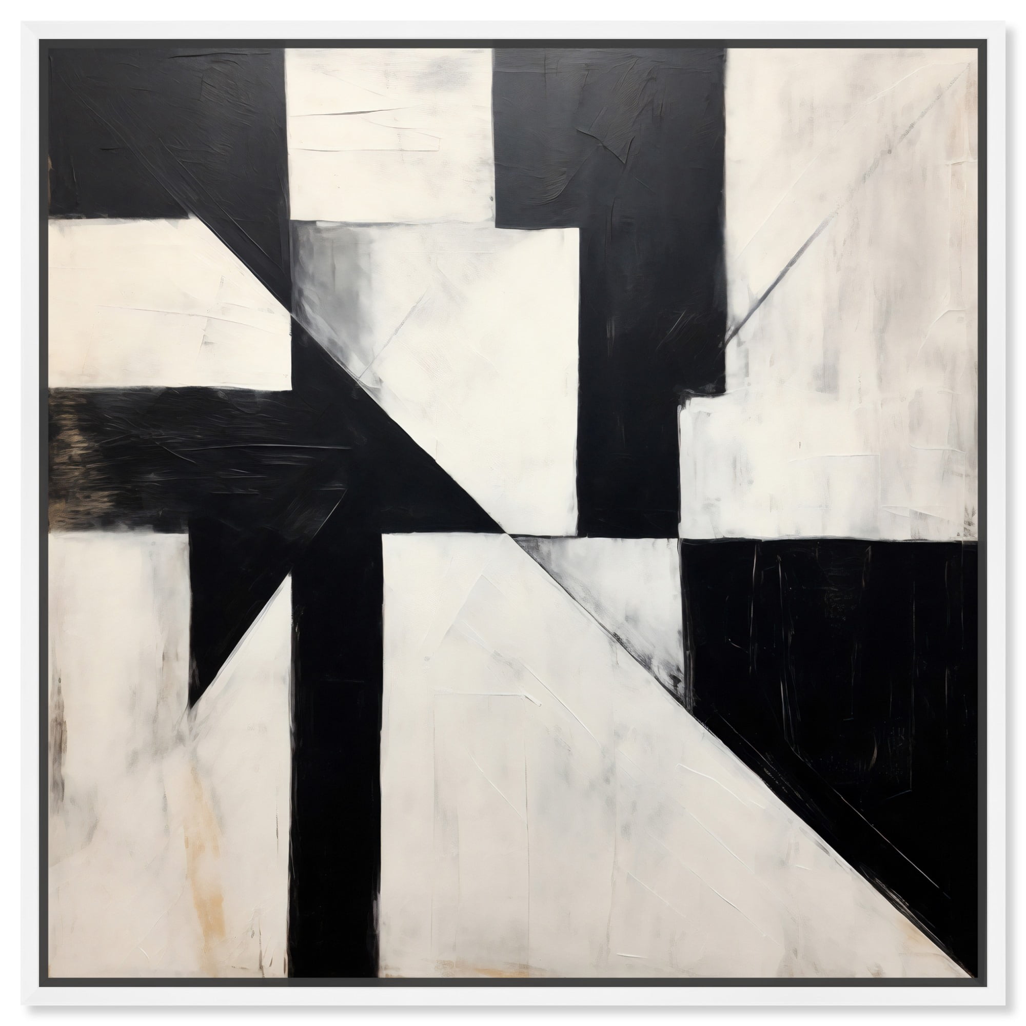 Monochrome Cubism Canvas Black And White Abstract Art By Notoriart ...