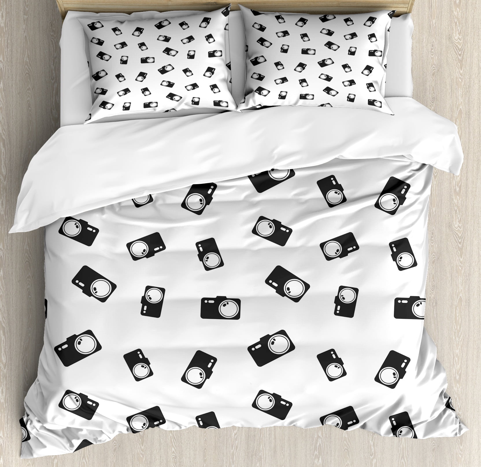 Monochrome Duvet Cover Set, Photography Tools Motifs Cinema Equipment ...
