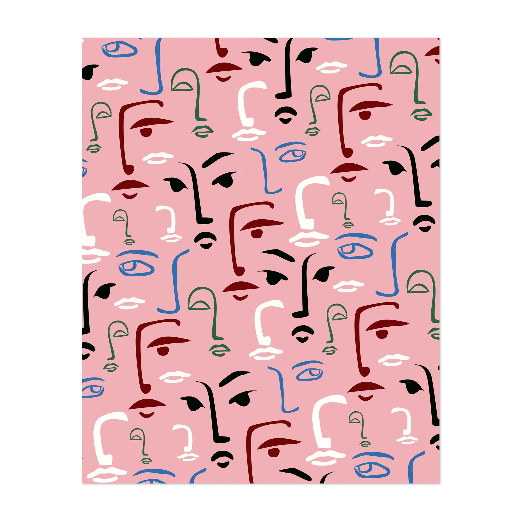 Monochrome Faces - India Line Drawing Abstract Minimalist Line Art ...