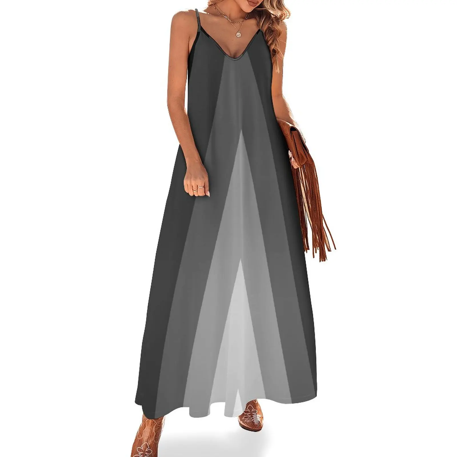 Monochrome Gradient Triangles Sleeveless Dress clothing women 2025 Long ...