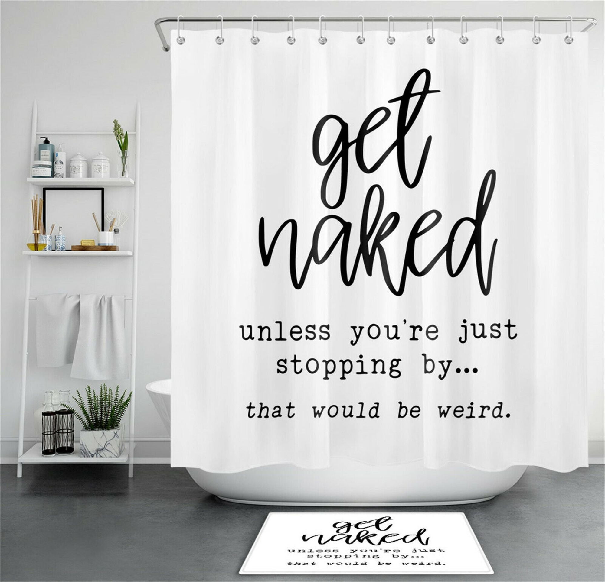 Monochrome Inspirational Shower Curtain With Positive Messages