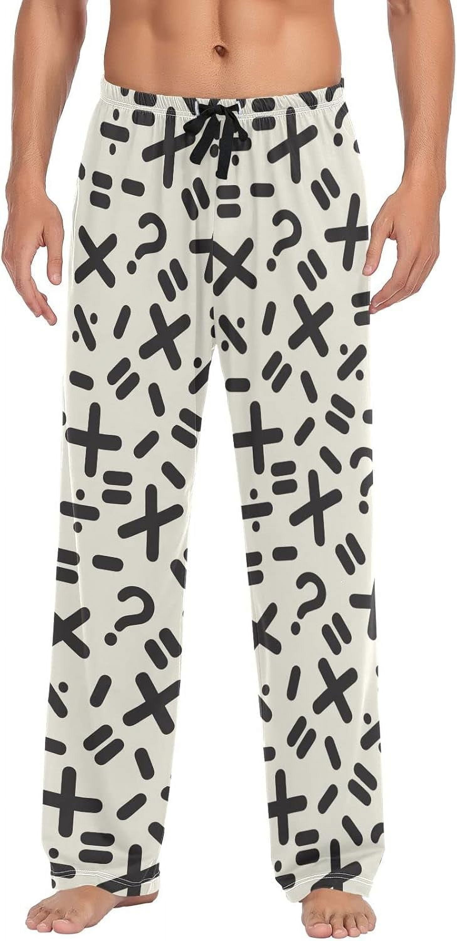 Monochrome Math Symbol Pattern Mens Pajama Pants Sleepwear Lounge Men's ...