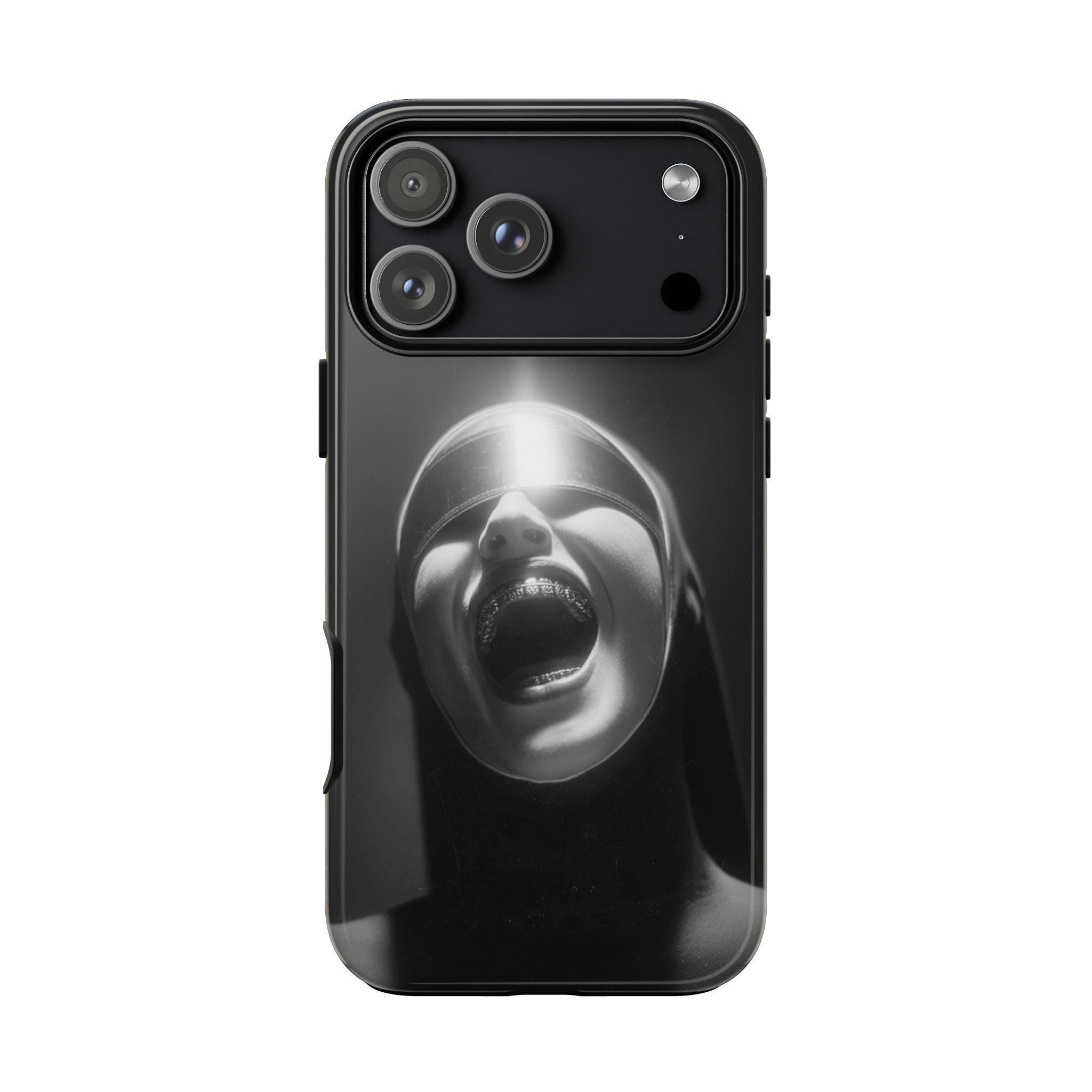 Monochrome Nun Chrome Grills Dramatic Gothic Portrait Phone Case with ...