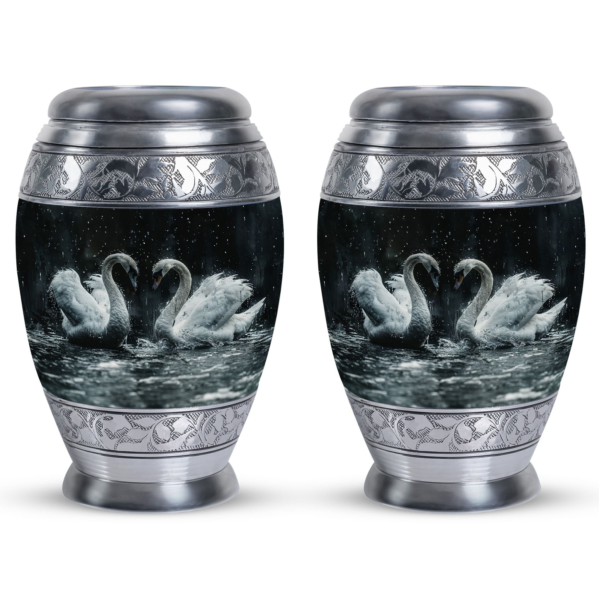 Monochrome Swan Elegance - Mini Urns For Ashes - Petite Burial Urn For ...