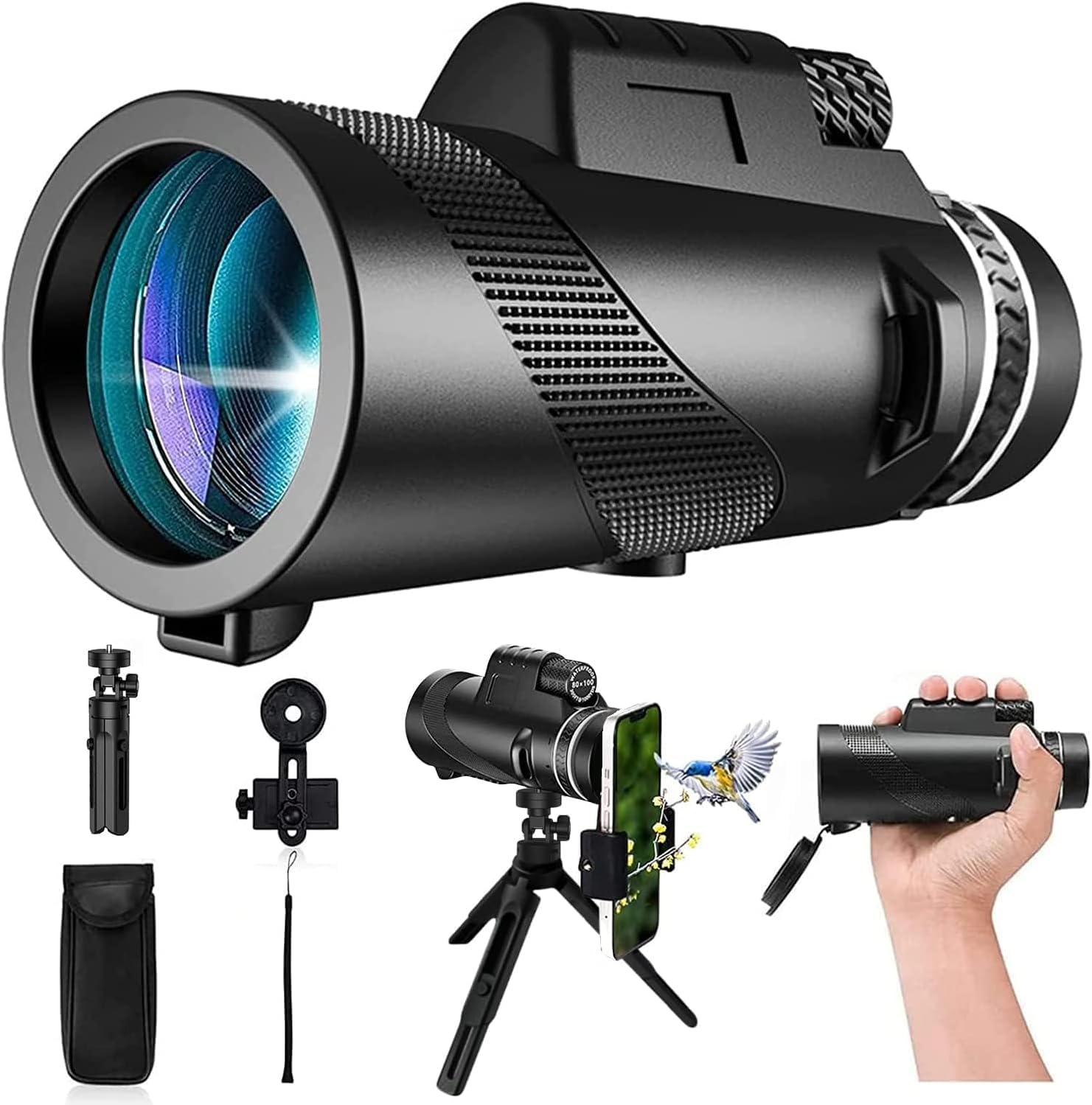 Monocular- 80x100 High Powered Monoculars High Definition for Adults ...