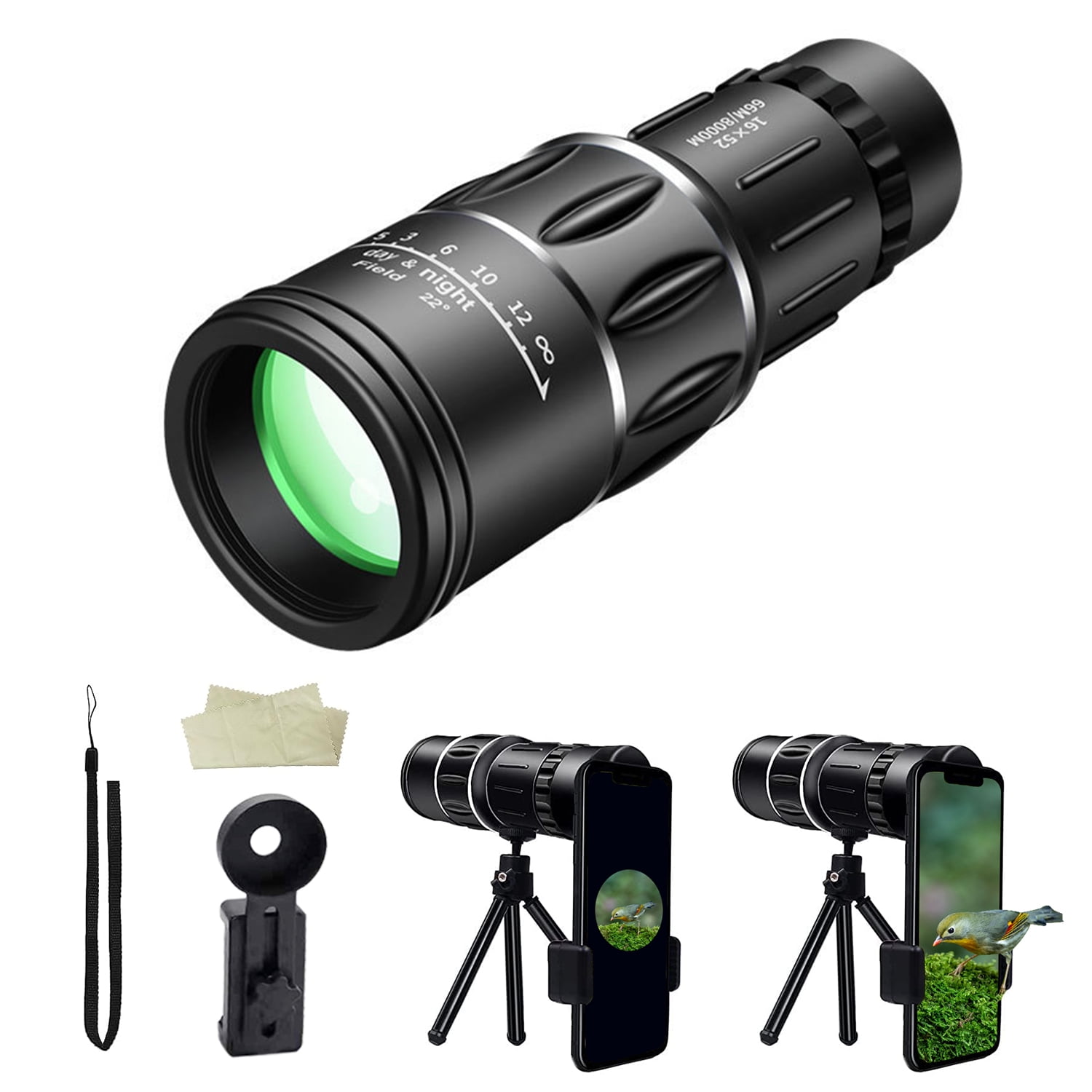 Nobie vivid 16X52 Monocular Telescope, High Power Prism Compact HD ...