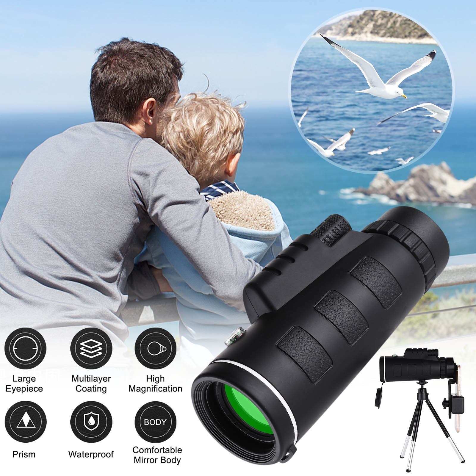 Monocular Telescope, Phone Camera, 40x60 Magnification, Low-Light ...