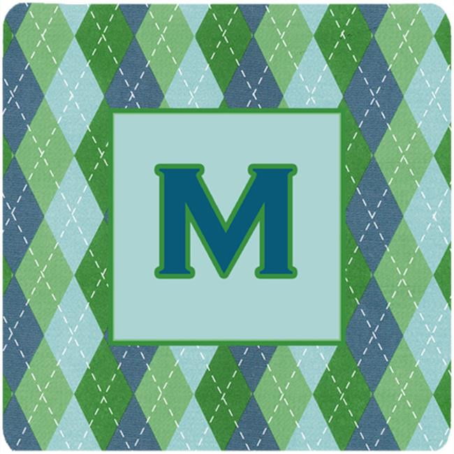 Monogram - Blue Argoyle Foam Coasters Initial Letter M, Set - 4 ...