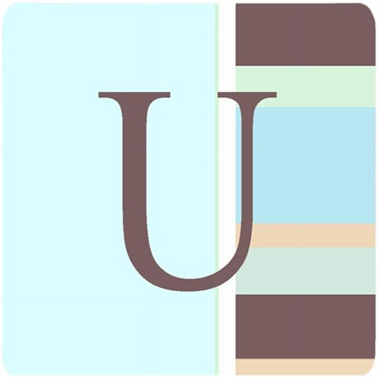 Monogram - Blue Stripes Foam Coasters Initial Letter U, Set Of 4 ...