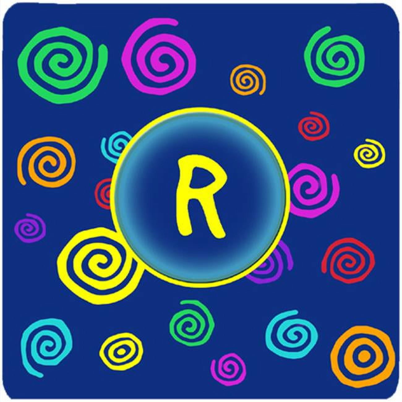 Monogram - Blue Swirls Foam Coasters Initial Letter R, Set - 4 ...