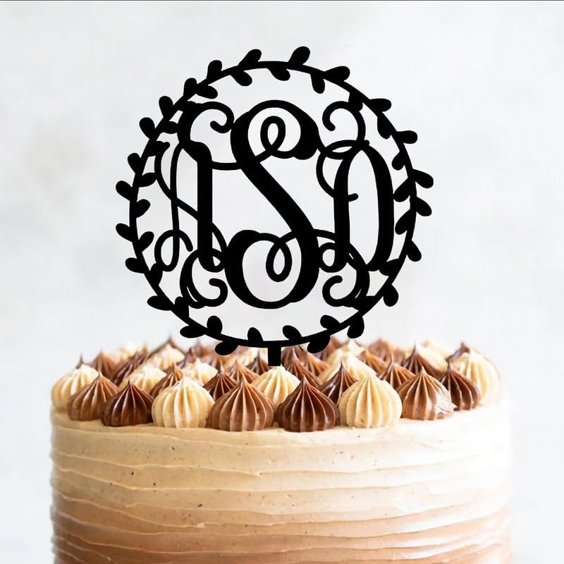 Monogram Cake Topper, Unique Initials Wedding Personalized Birthday ...