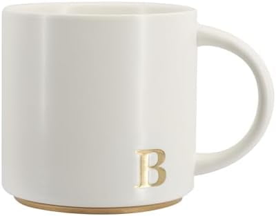 - Monogram Ceramic Mugs, 15 oz Golden Initial Coffee Cups, Elegant ...
