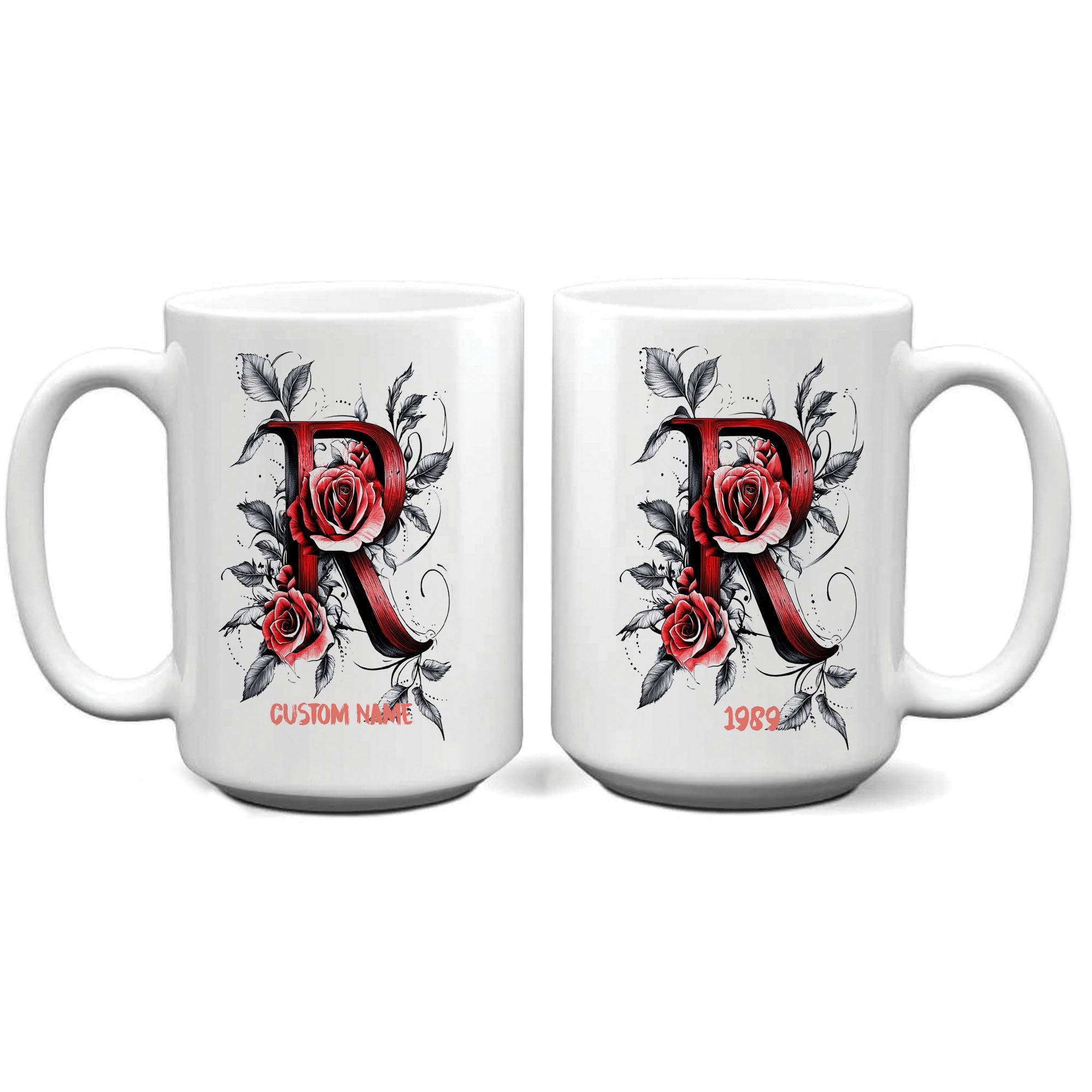 Monogram Coffee Mug Letter R – Personalized Ceramic Cup with Name for ...