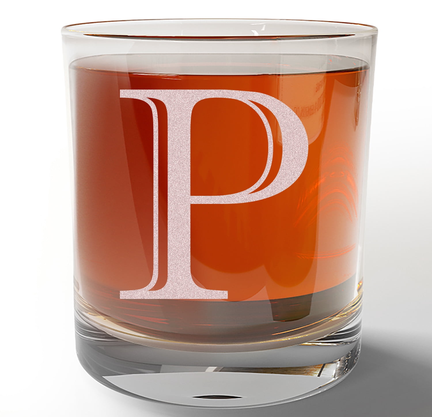 Monogram Etched Letter P 11oz Whiskey Rocks Glass Bourbon Scotch ...
