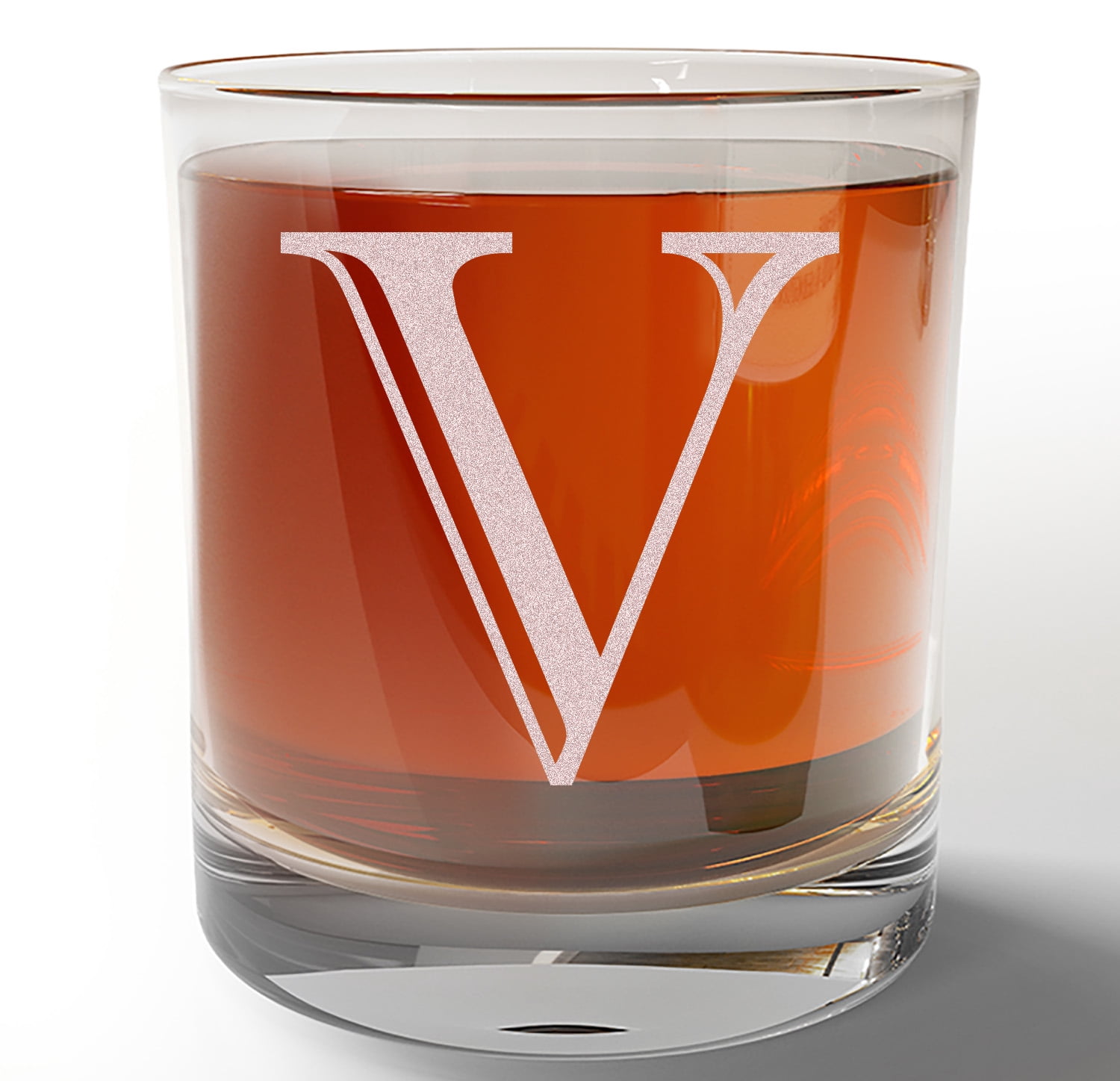 Monogram Etched Letter V 11oz Whiskey Rocks Glass Bourbon Scotch ...